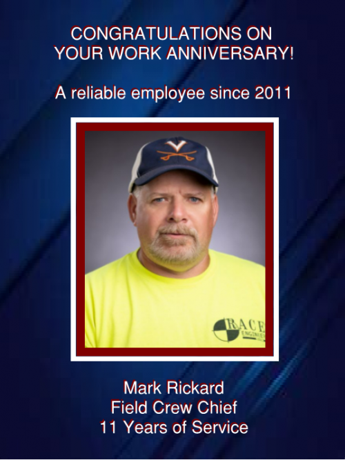 Mark Rickard - 11 Years of Service | Racey Engineering